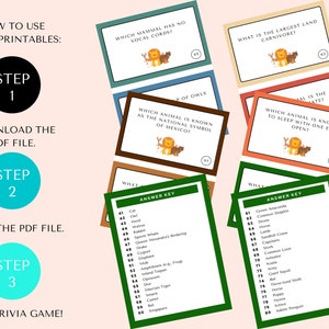 Animal Trivia Cards Set, Trivia Game Printable, Trivia Night, Question ...