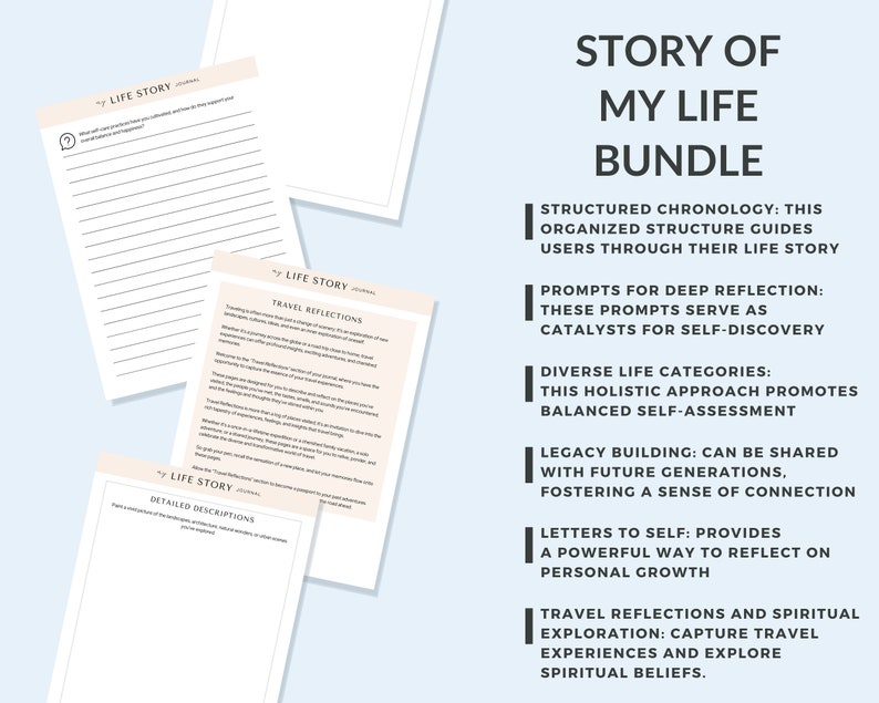 My Life Story Journal, Printable Memory Journal, Legacy-building Diary ...