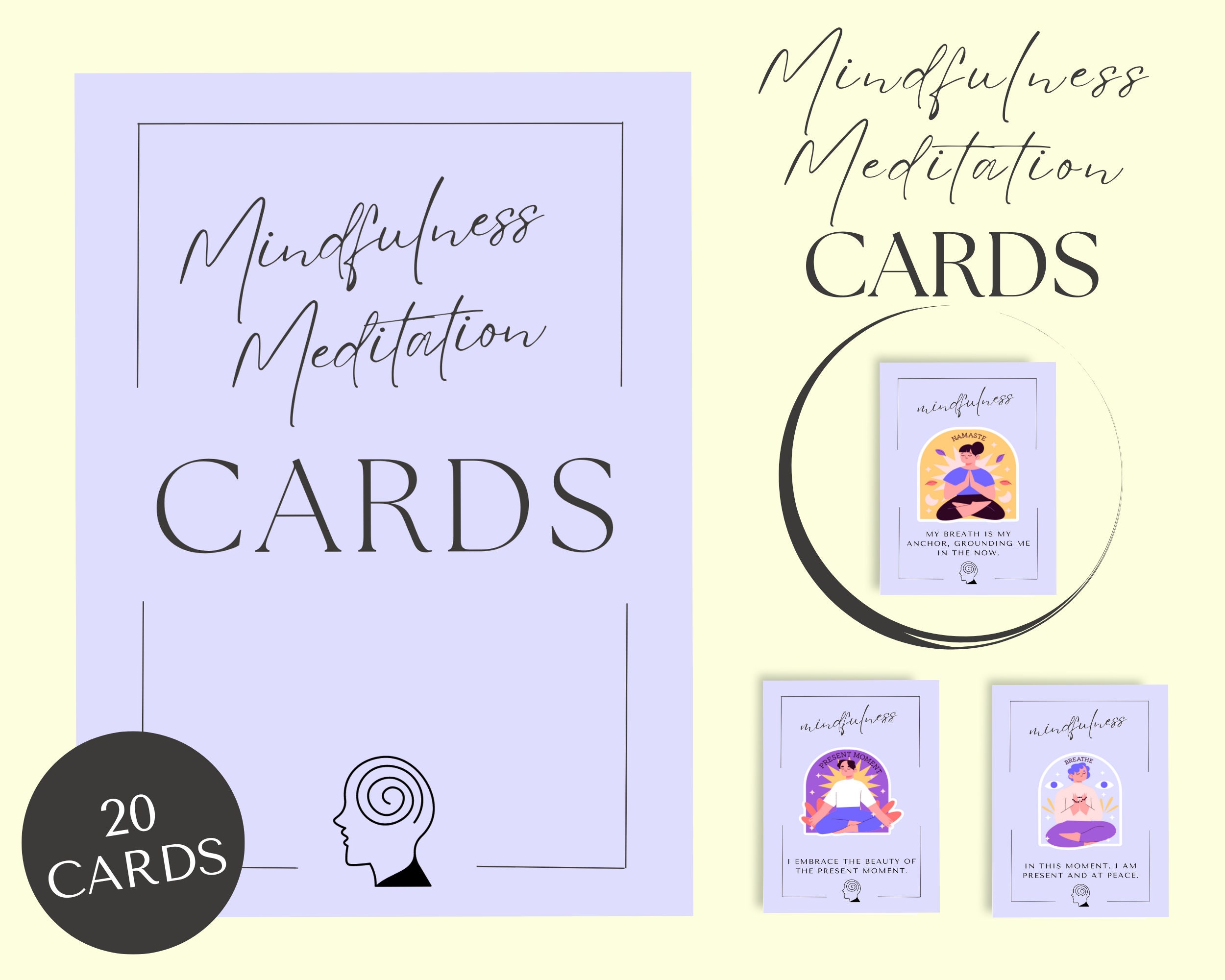 Mindfulness Meditation Affirmation Cards, Printable Affirmation Card ...