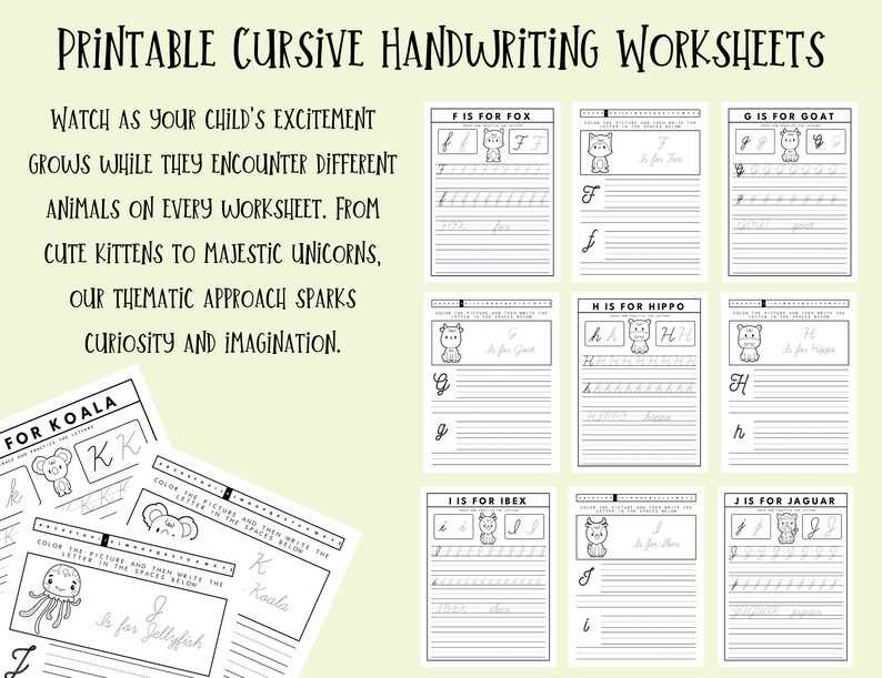 Cursive Handwriting Worksheets for Kids, Printable Cursive Writing ...