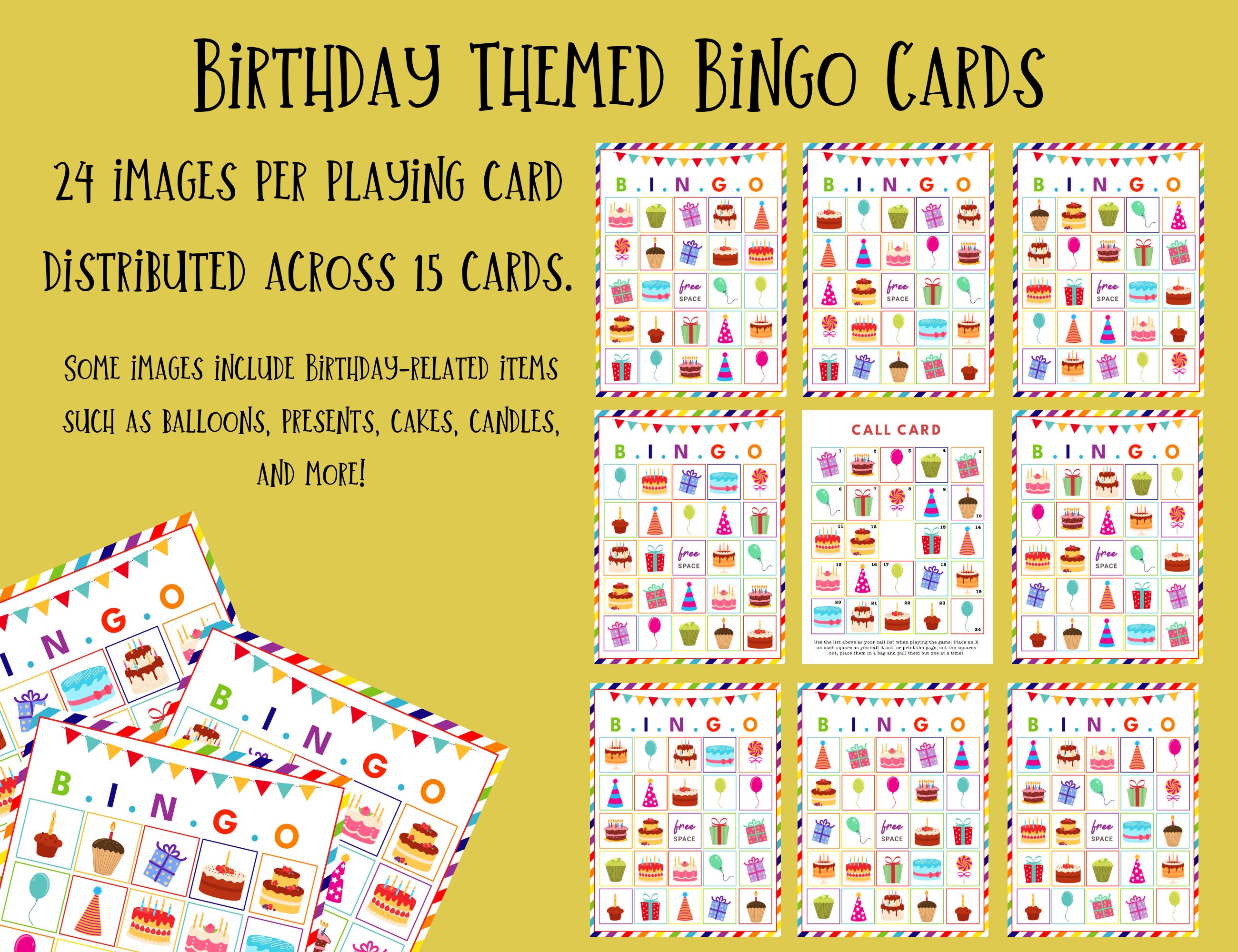 Printable Birthday Bingo Cards Fun Party Board Game for Kids - Etsy