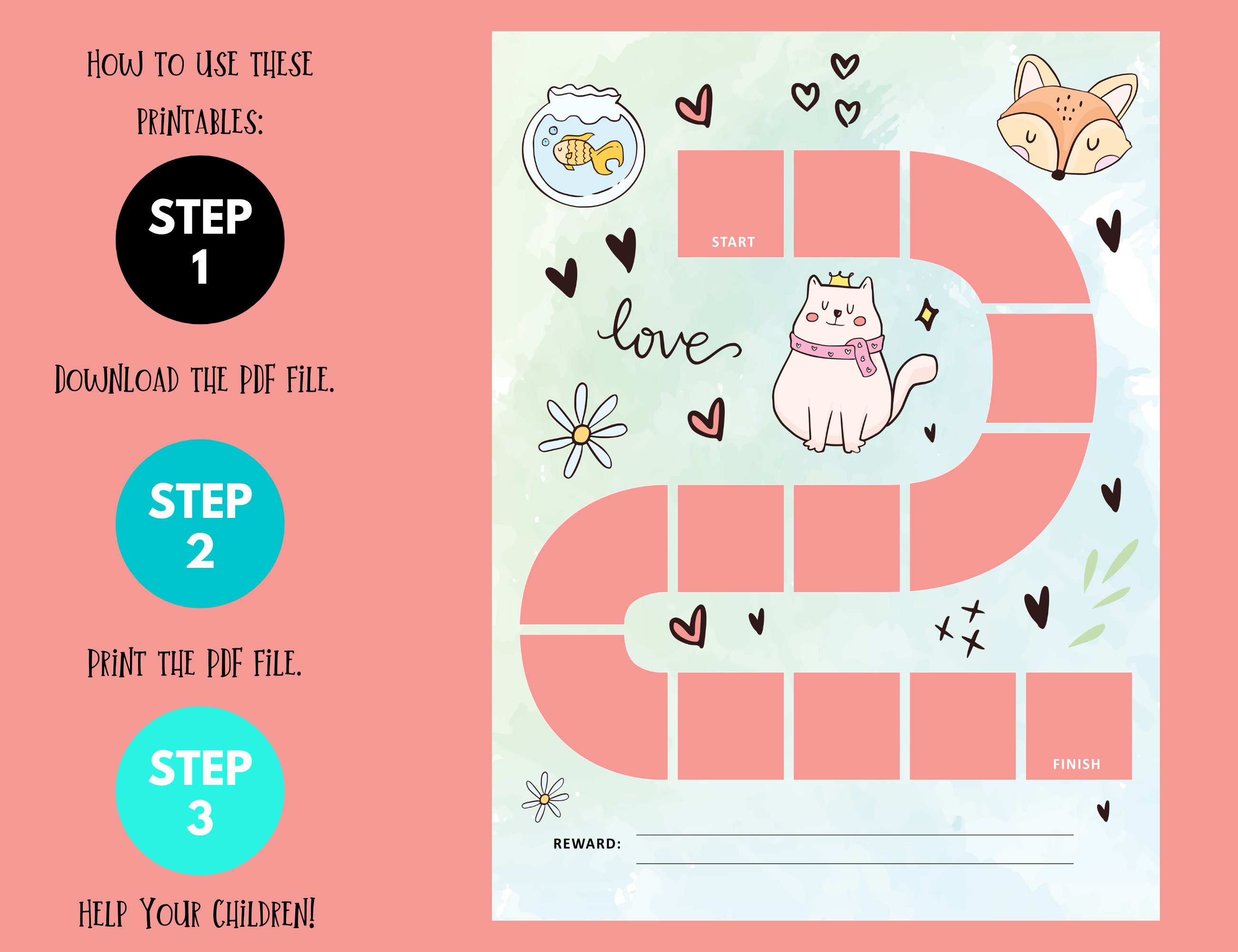 Cute Animals Reward Chart for Kids, Printable Behavior Chart, Children ...