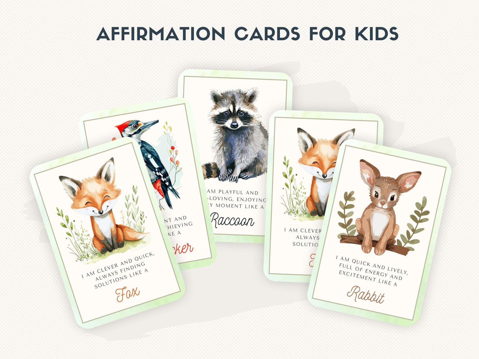 Woodland Animals Affirmation Cards | Positive Affirmation Cards for ...
