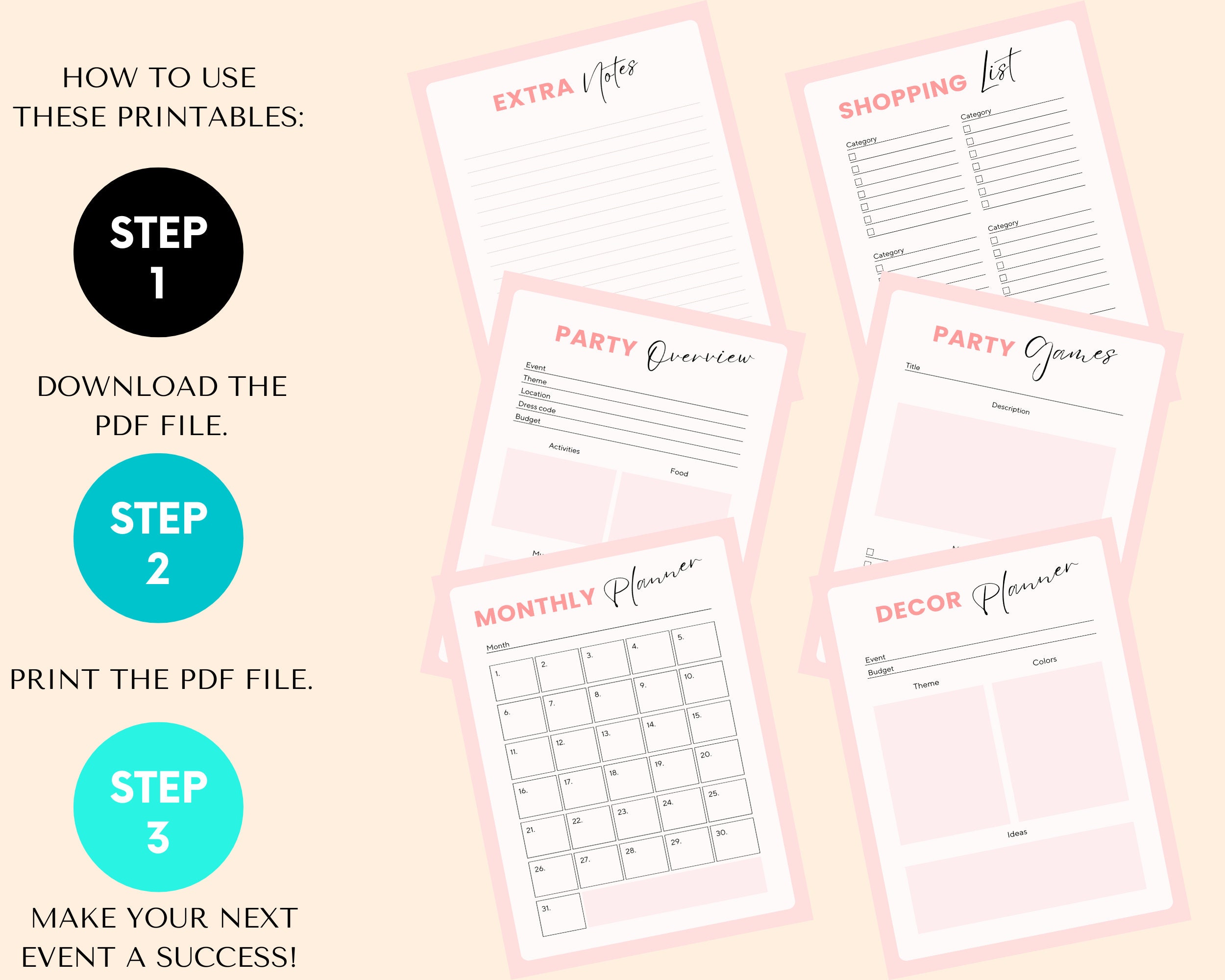 Party Planner, Printable Event Planner Organizer, Editable Birthday ...
