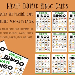 Pirate Bingo Cards, Printable Educational Treasure Hunt Party Game, Fun ...
