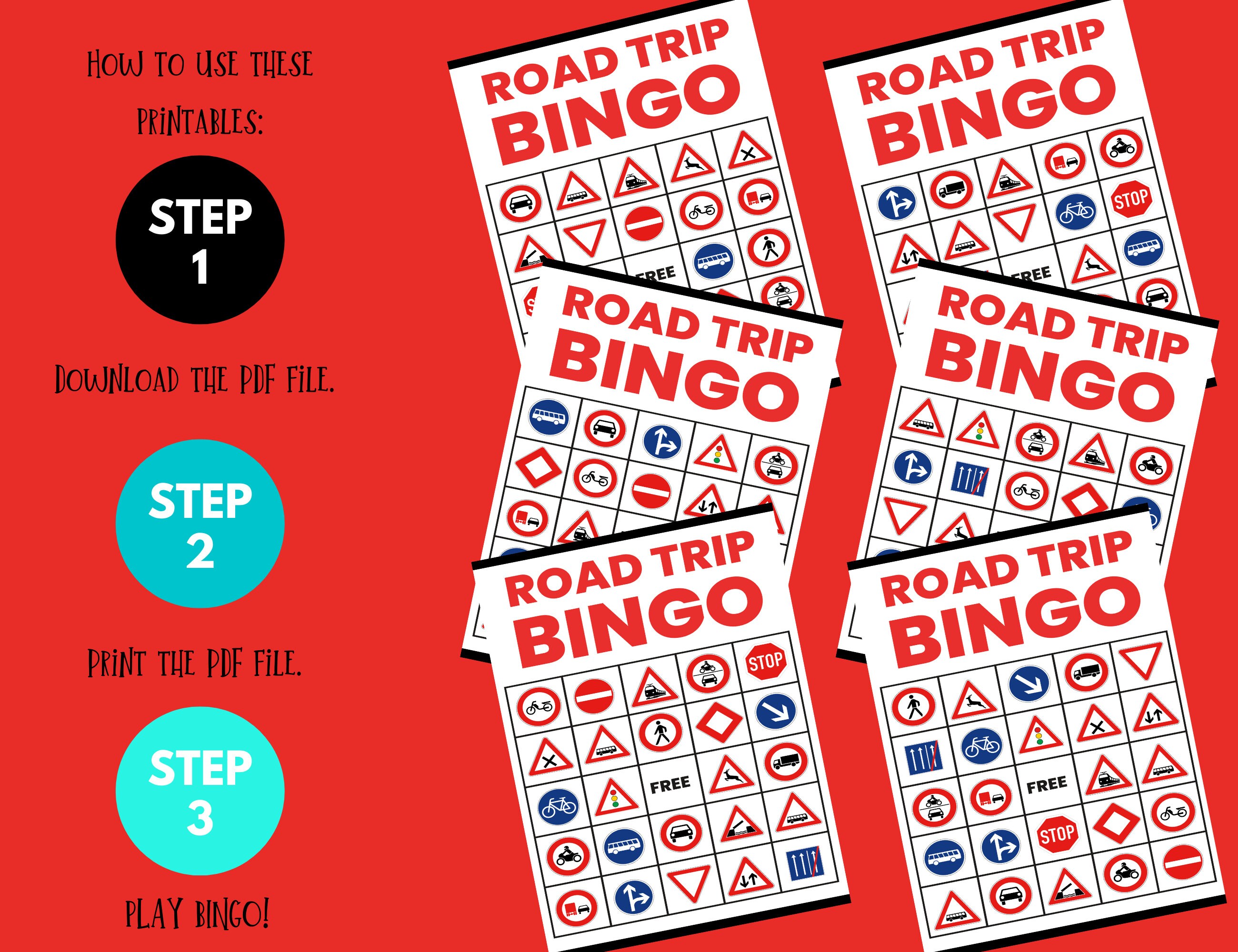 Road Trip Bingo Cards, Printable Travel Party Game, Fun Engaging ...