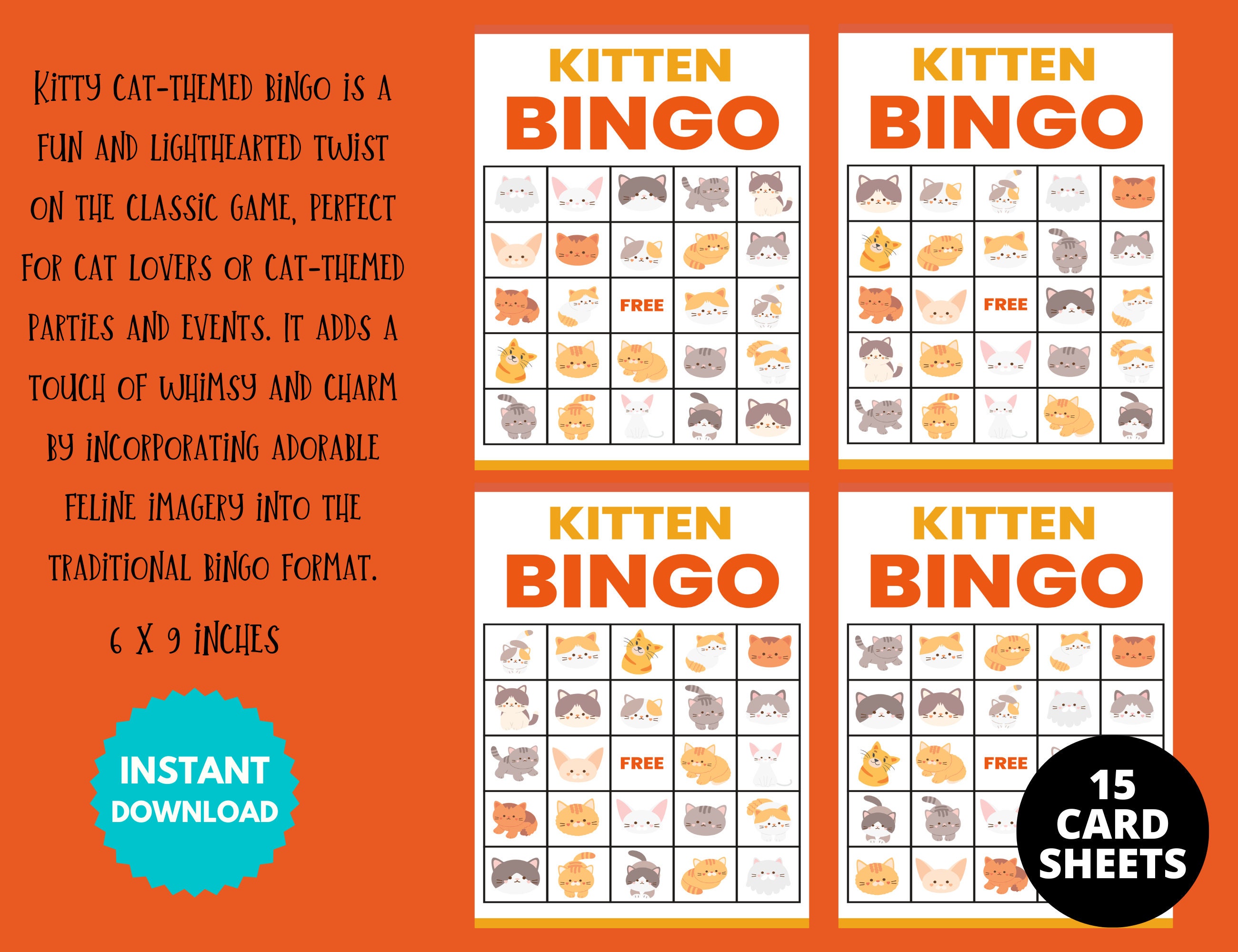 Kitten Bingo Cards, Purrfectly Fun Kitty Cat Activities Gift, Birthday ...