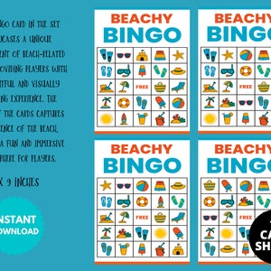 Beach Bingo Cards, Printable Beachy-themed Party Game, Fun Summer ...