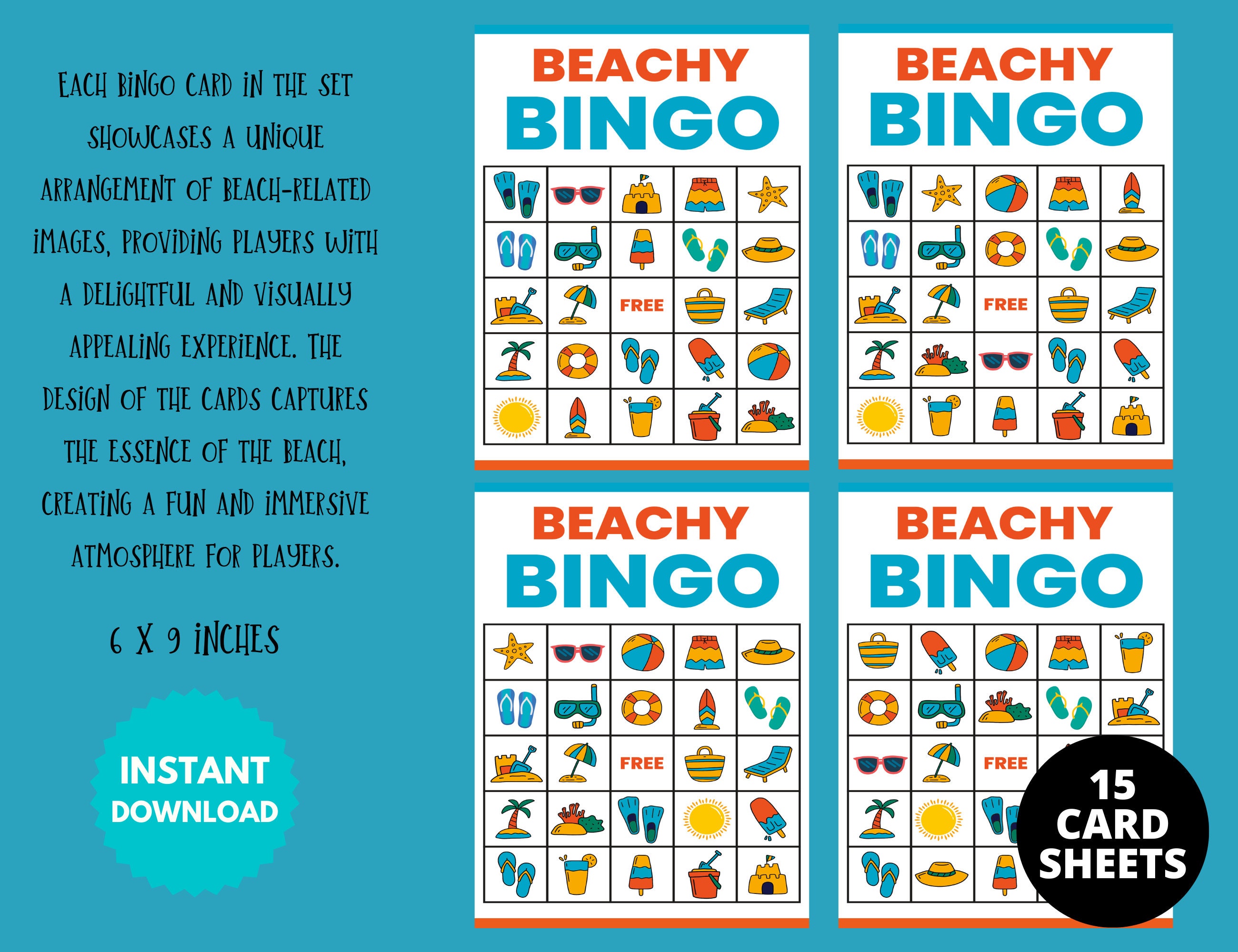 Beach Bingo Cards, Printable Beachy-themed Party Game, Fun Summer ...