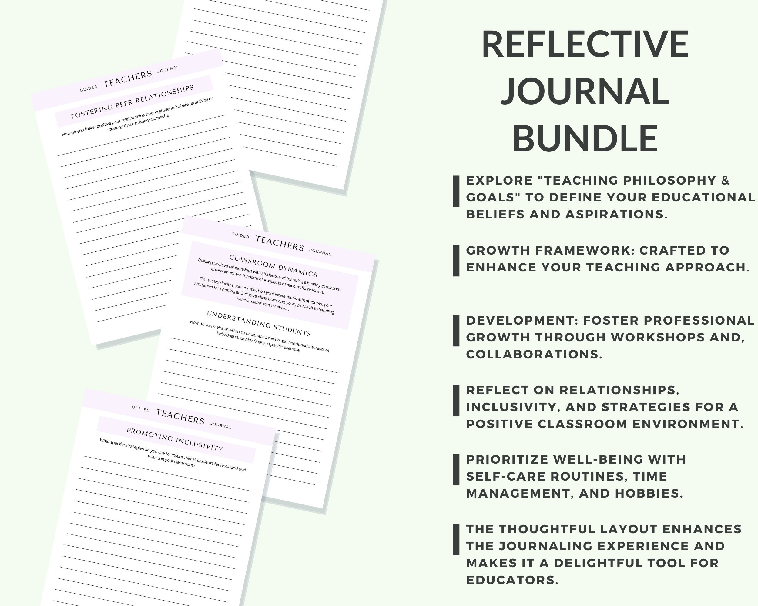 Guided Journal for Teachers, Printable Reflection Journal, Daily ...