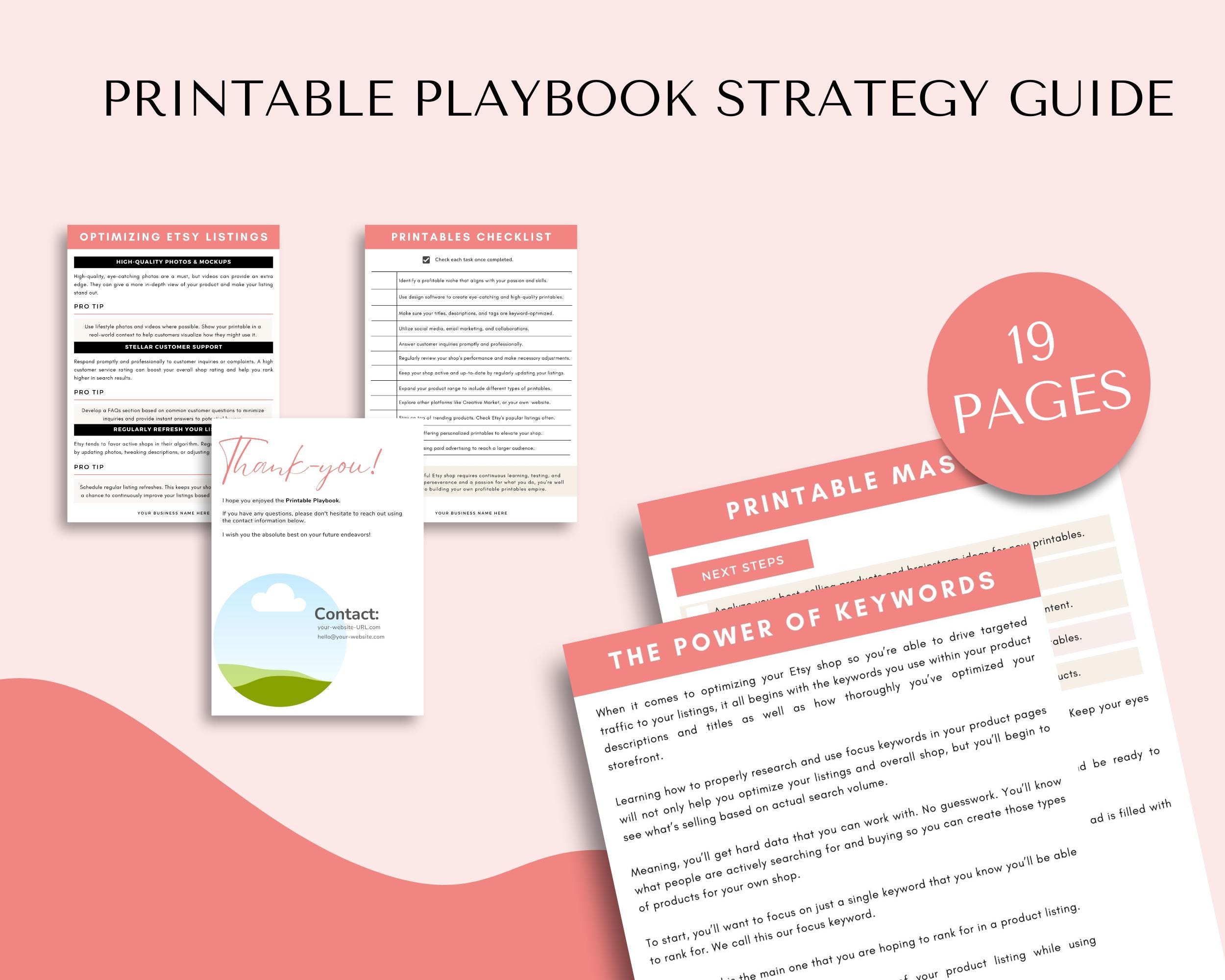 Printable Playbook Strategy Guide | Finding Profitable Niches ...