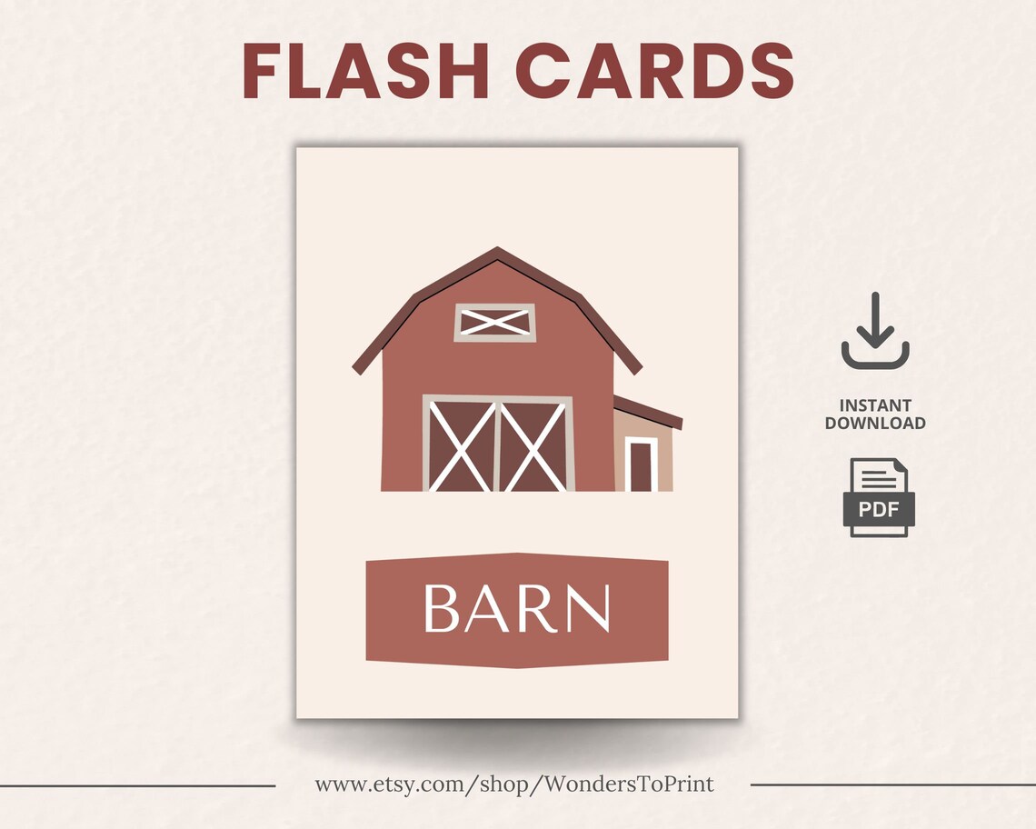 Barnyard Friends Flash Cards | Farm Animals Flash Cards | Preschool ...