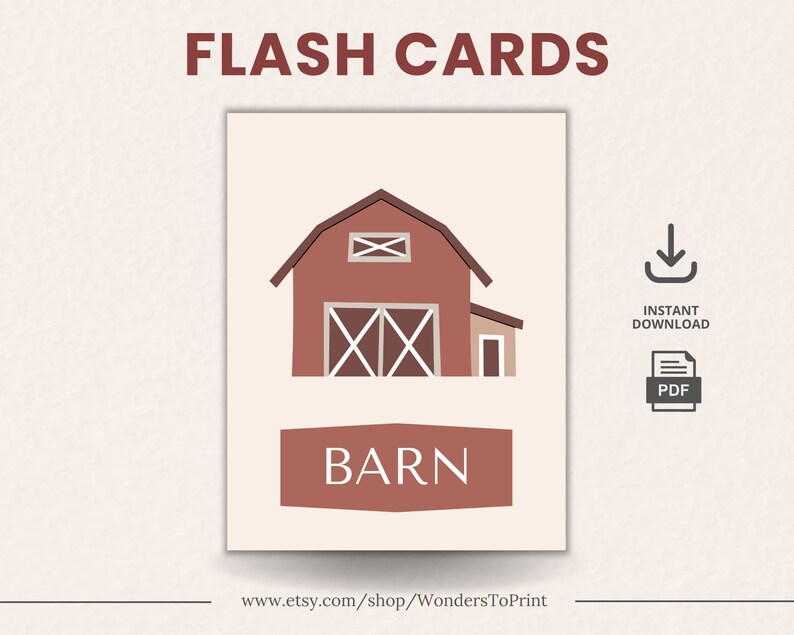 Barnyard Friends Flash Cards | Farm Animals Flash Cards | Preschool ...