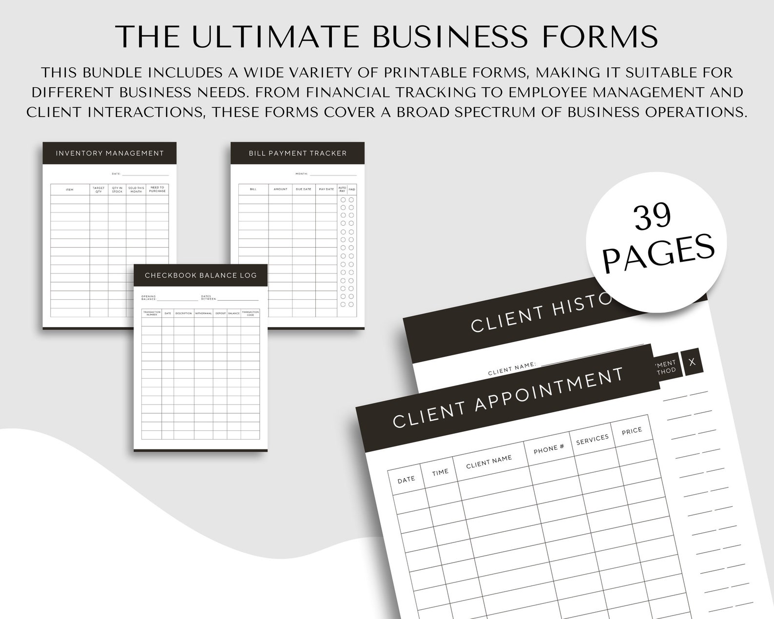 Business Forms, Printable Small Business Forms, Editable Professional ...