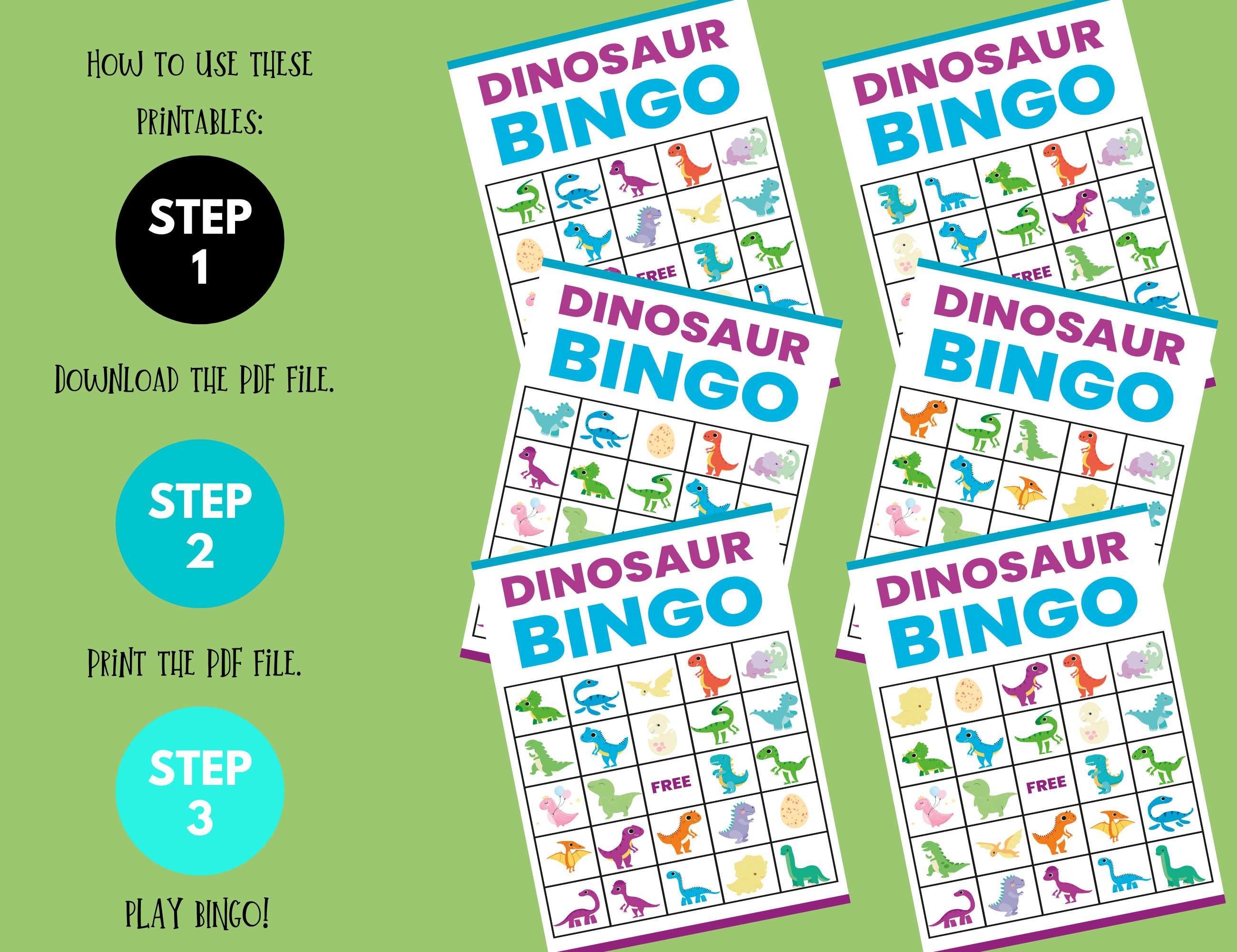 Dinosaur Bingo Cards, Printable Prehistoric Party Game, Fun Dino-themed ...