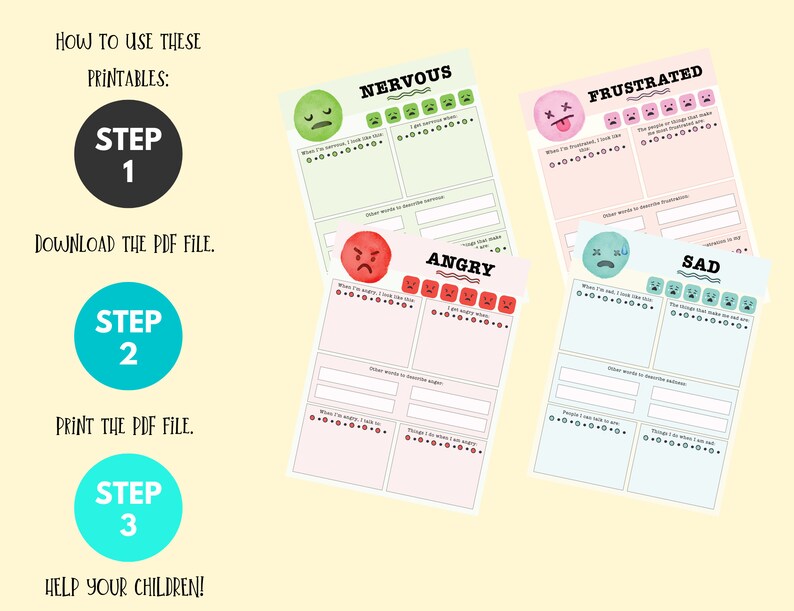Emotional Awareness Worksheets for Kids Bundle, Feelings & Emotions ...