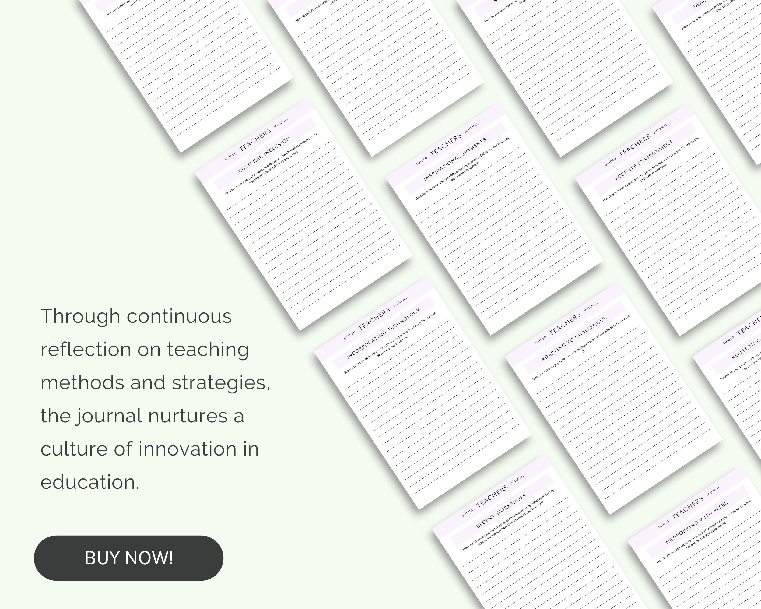 Guided Journal for Teachers, Printable Reflection Journal, Daily ...