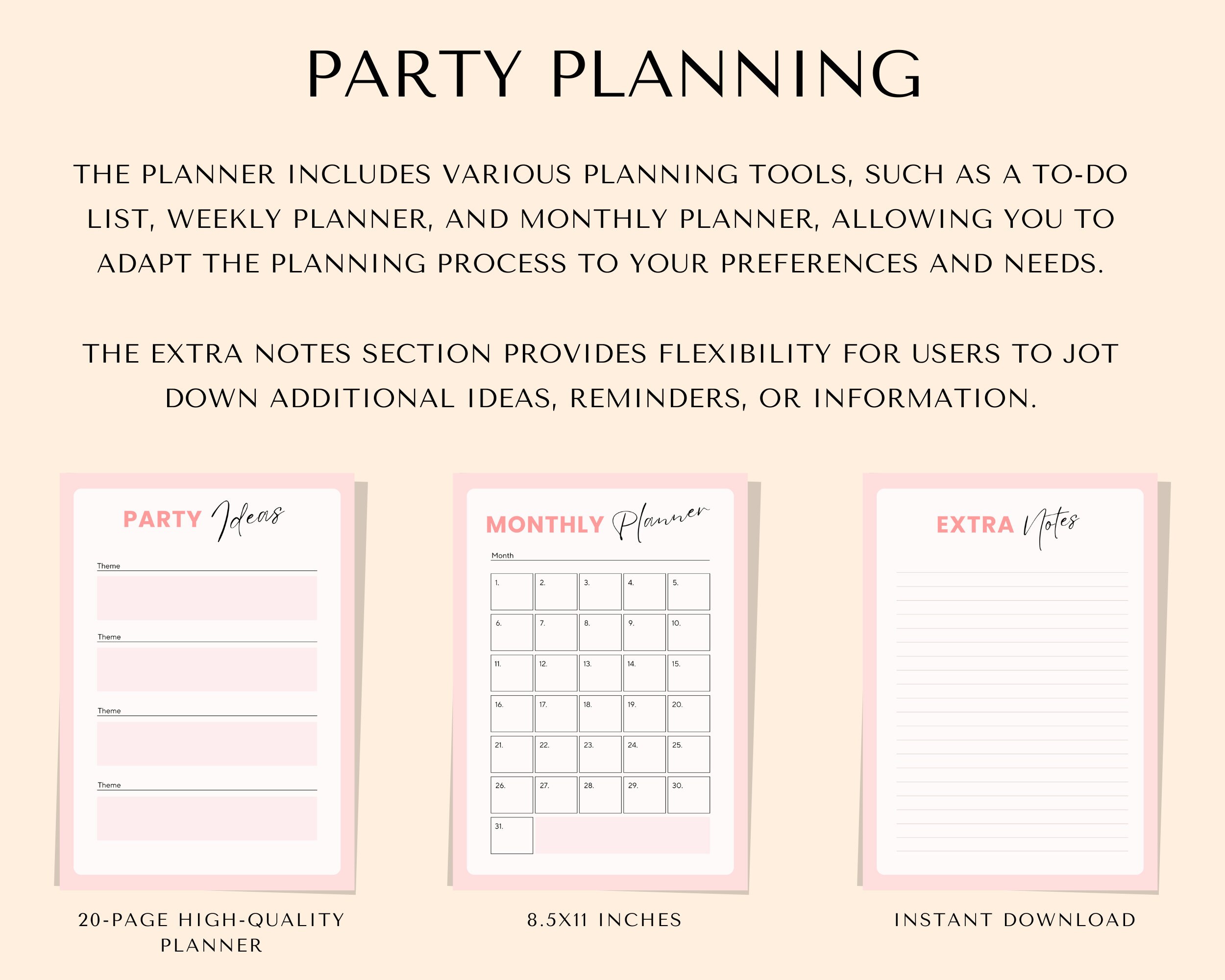 Party Planner, Printable Event Planner Organizer, Editable Birthday ...