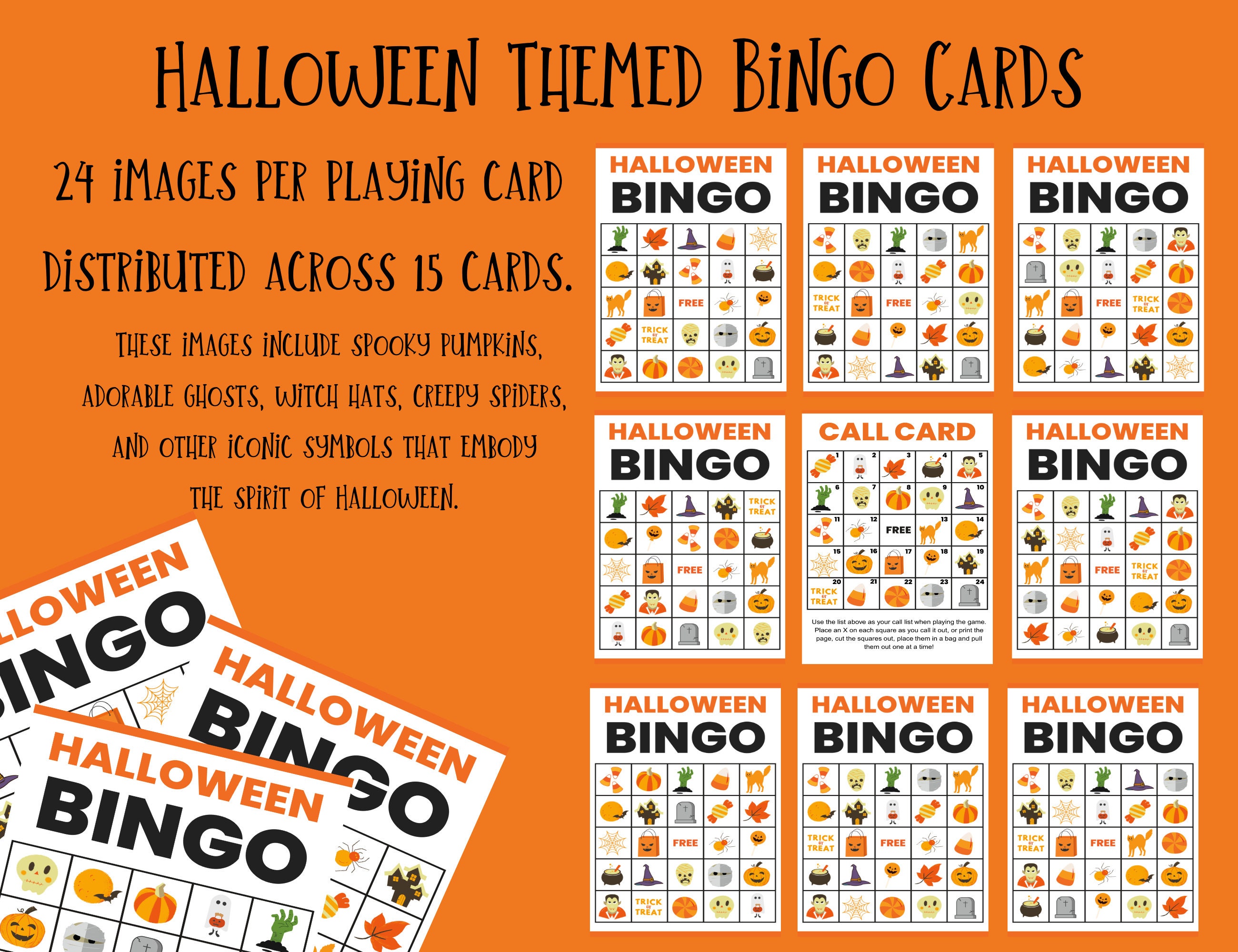 Halloween Bingo Cards, Printable Holiday Classroom Party Game, Spooky ...