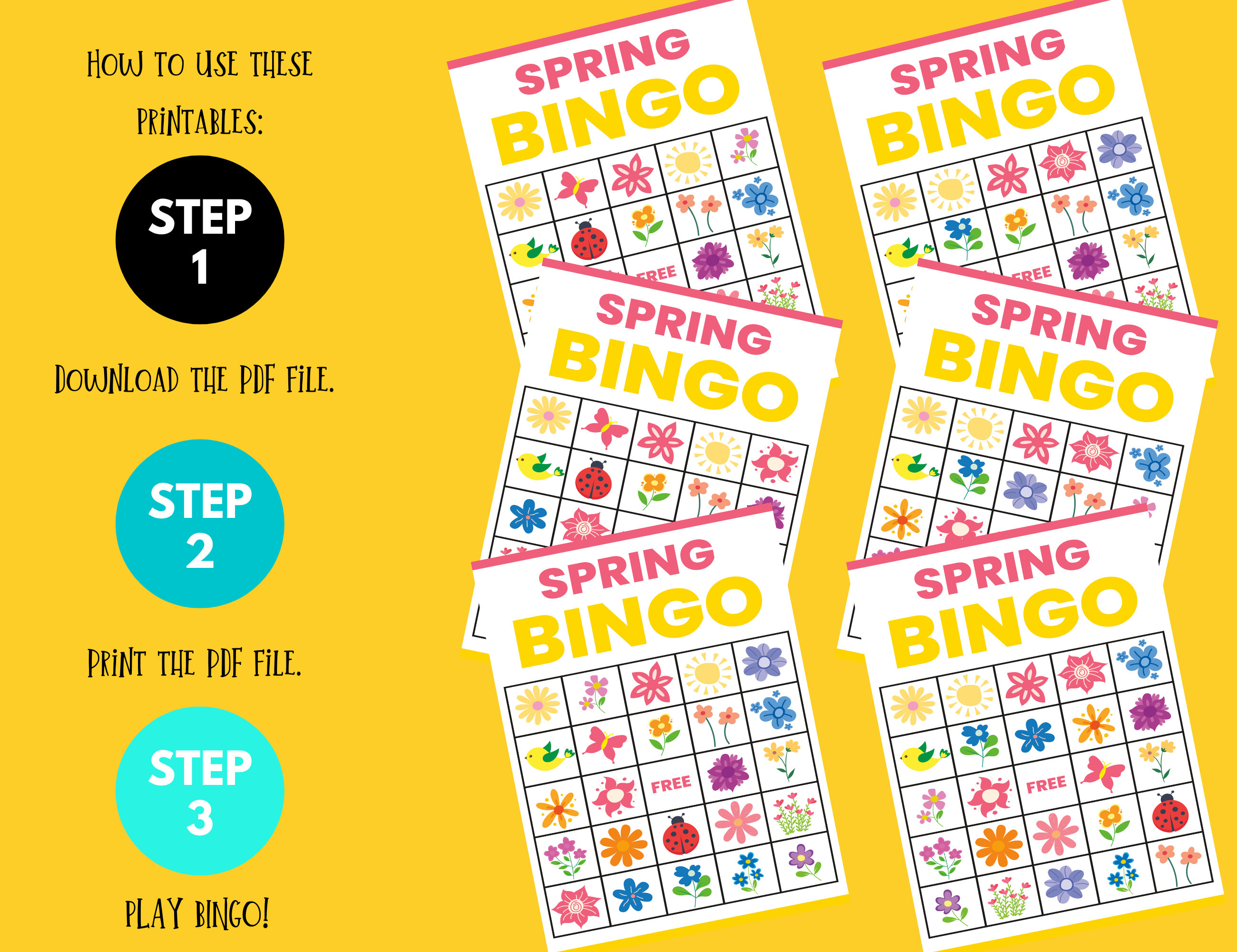Spring Bingo Cards, Printable Springtime Easter Party Game, Fun ...
