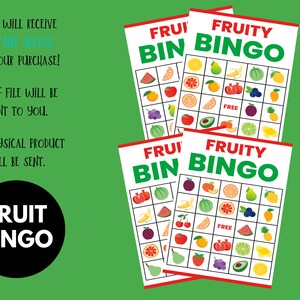 Fruit Bingo Cards, Printable Educational Garden Party Game, Fun Fruity ...