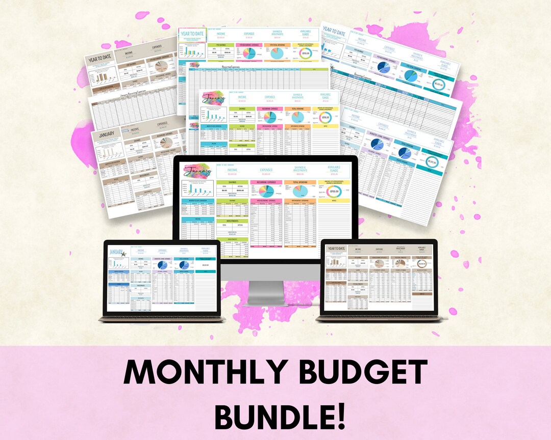 Budget Planner Google Sheets Monthly Budget Spreadsheet Bundle Paycheck ...