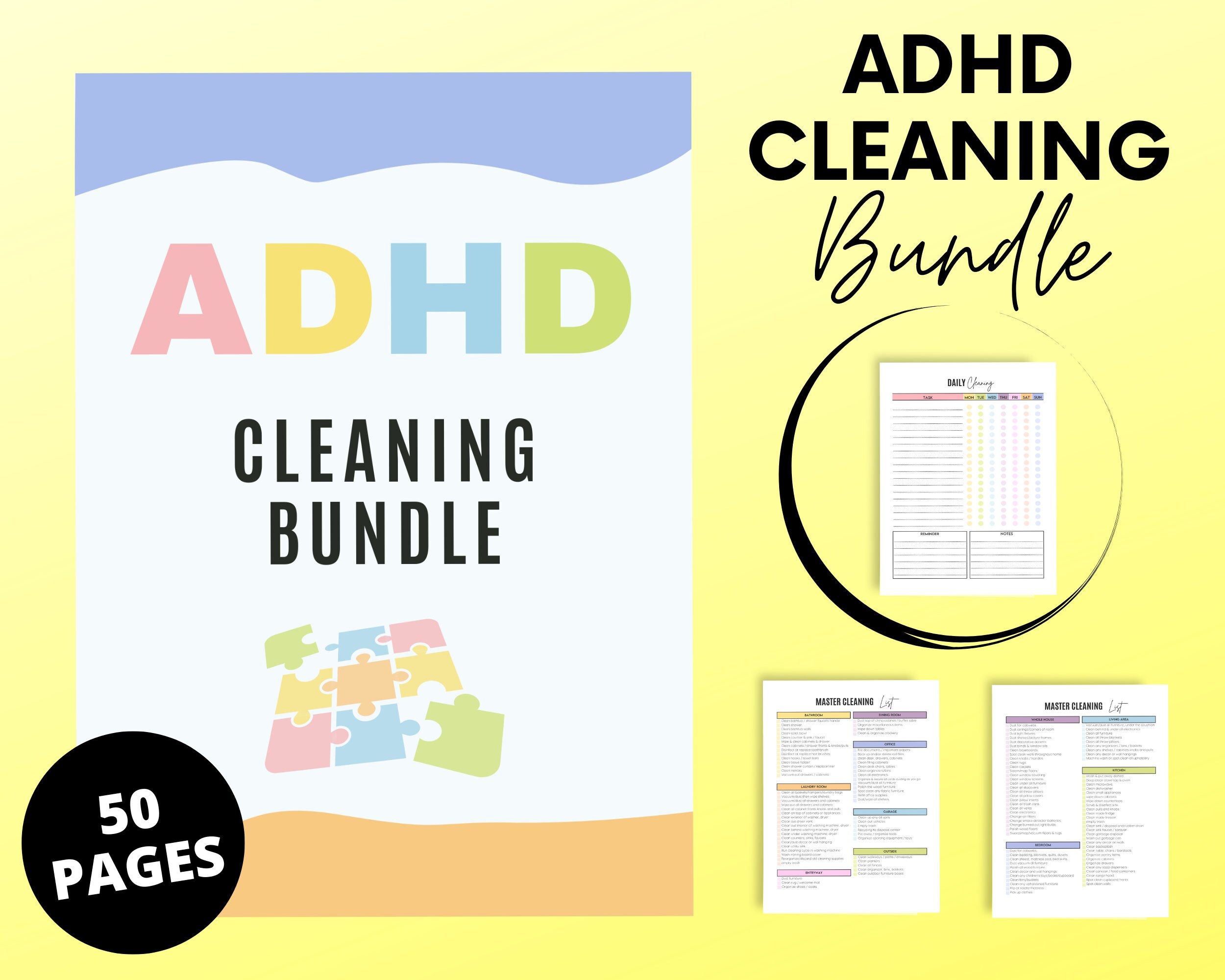 ADHD Cleaning Checklist Bundle Printable ADHD Cleaning - Etsy