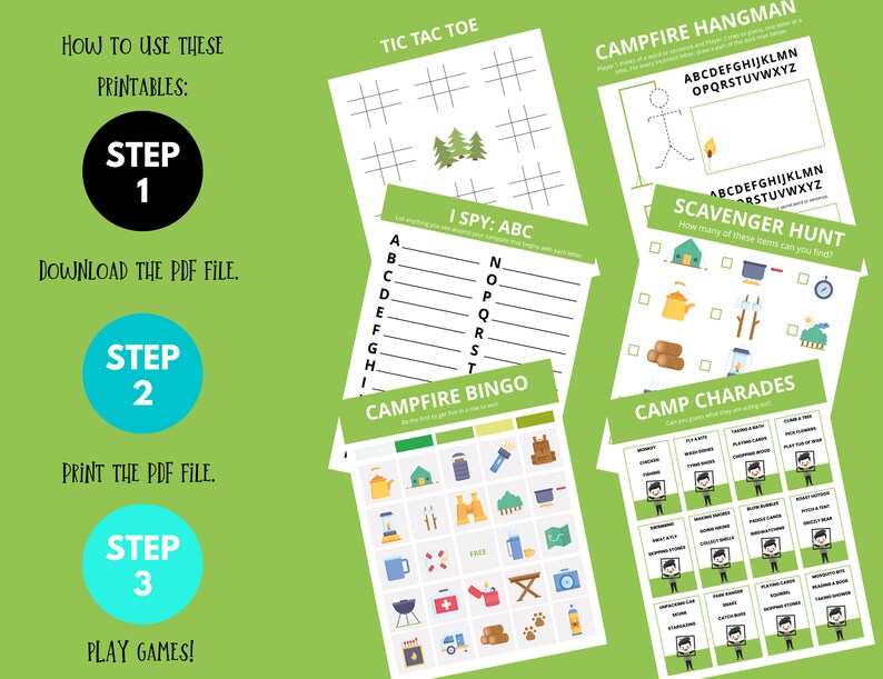 Camping Activities for Kids, Printable Activity Pack, Worksheet Bundle ...