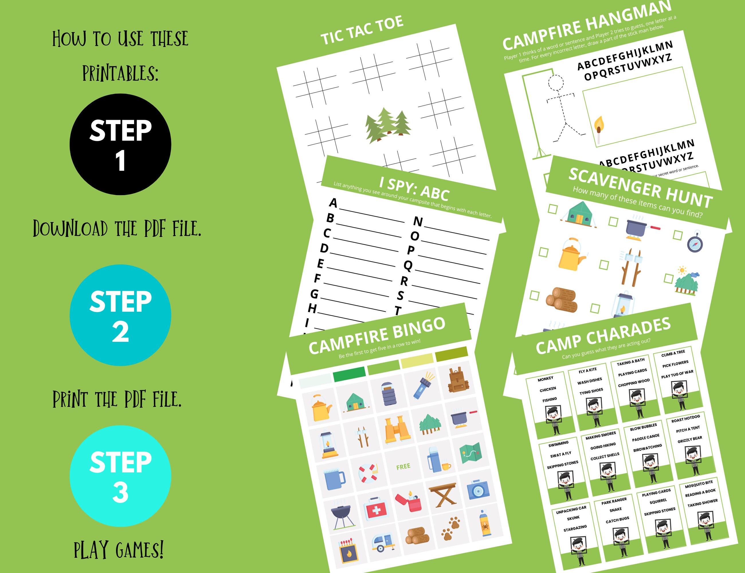 Camping Activities for Kids, Printable Activity Pack, Worksheet Bundle ...