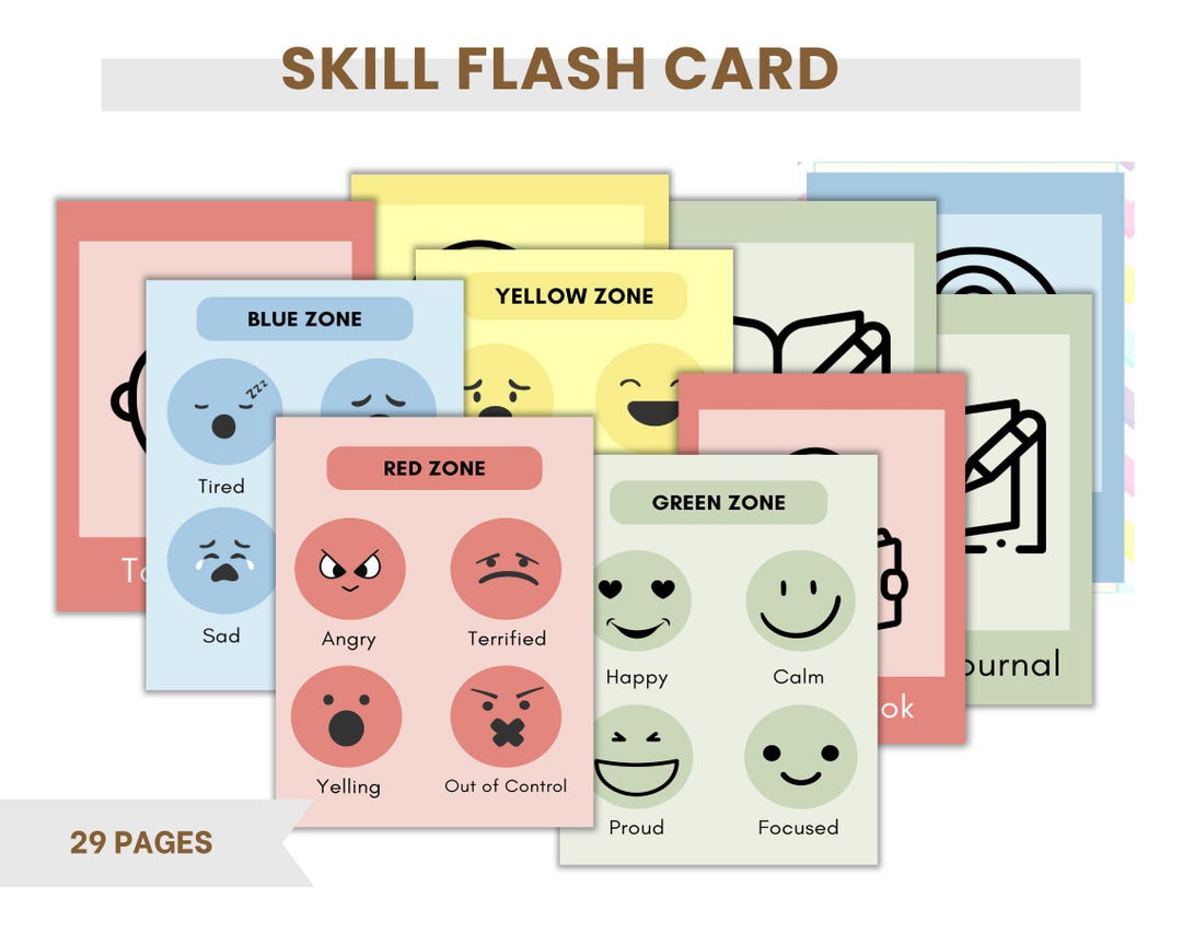 Zone of Regulation Flash Card | Emotional Regulation | Social Emotional ...