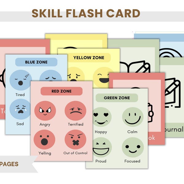 Zone of Regulation Flash Cards - Etsy