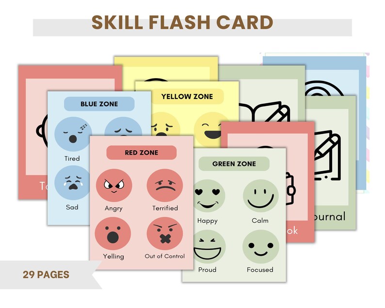 Zone of Regulation Flash Card | Emotional Regulation | Social Emotional ...
