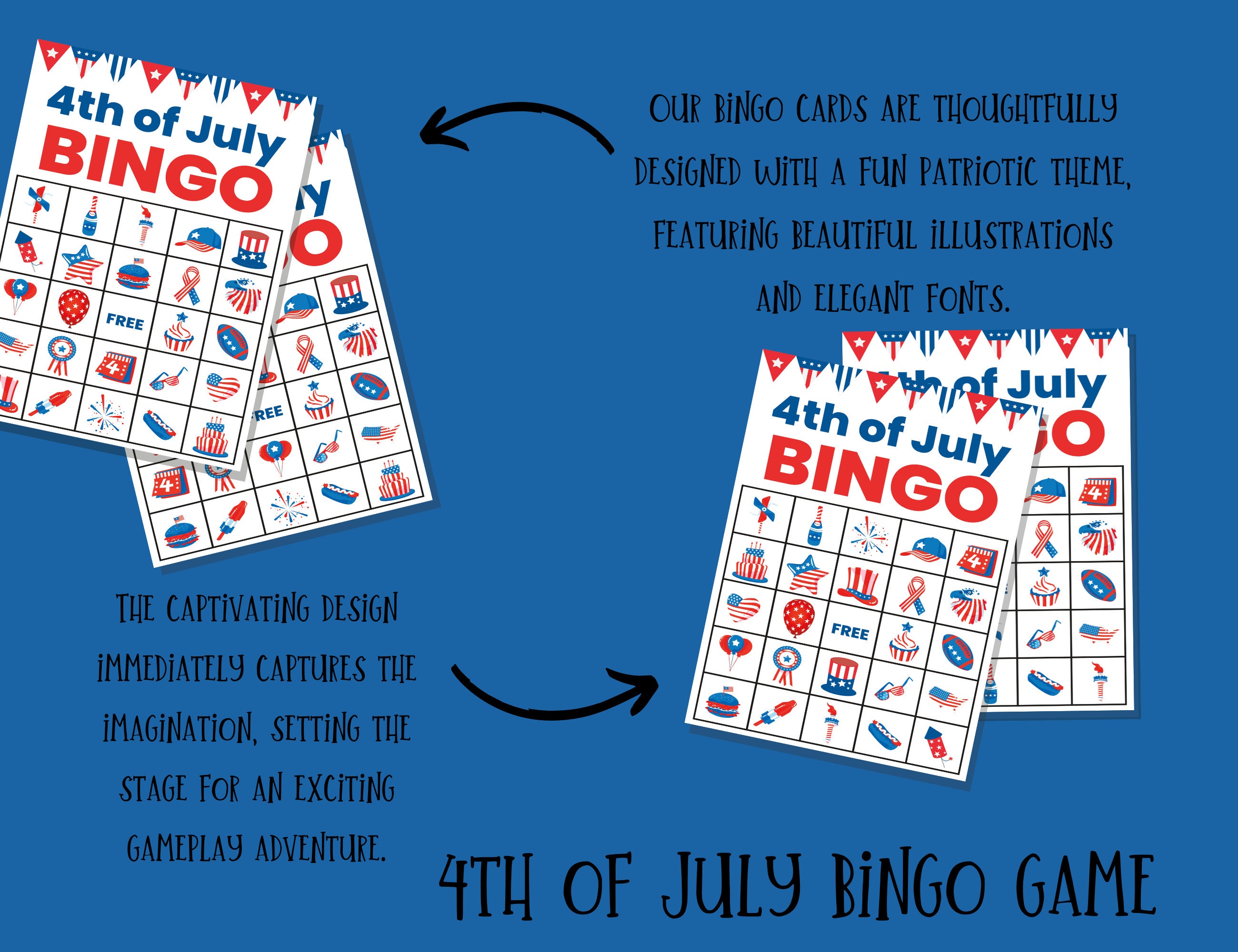 4th of July Bingo Cards, Printable Patriotic Party Game, Fun ...