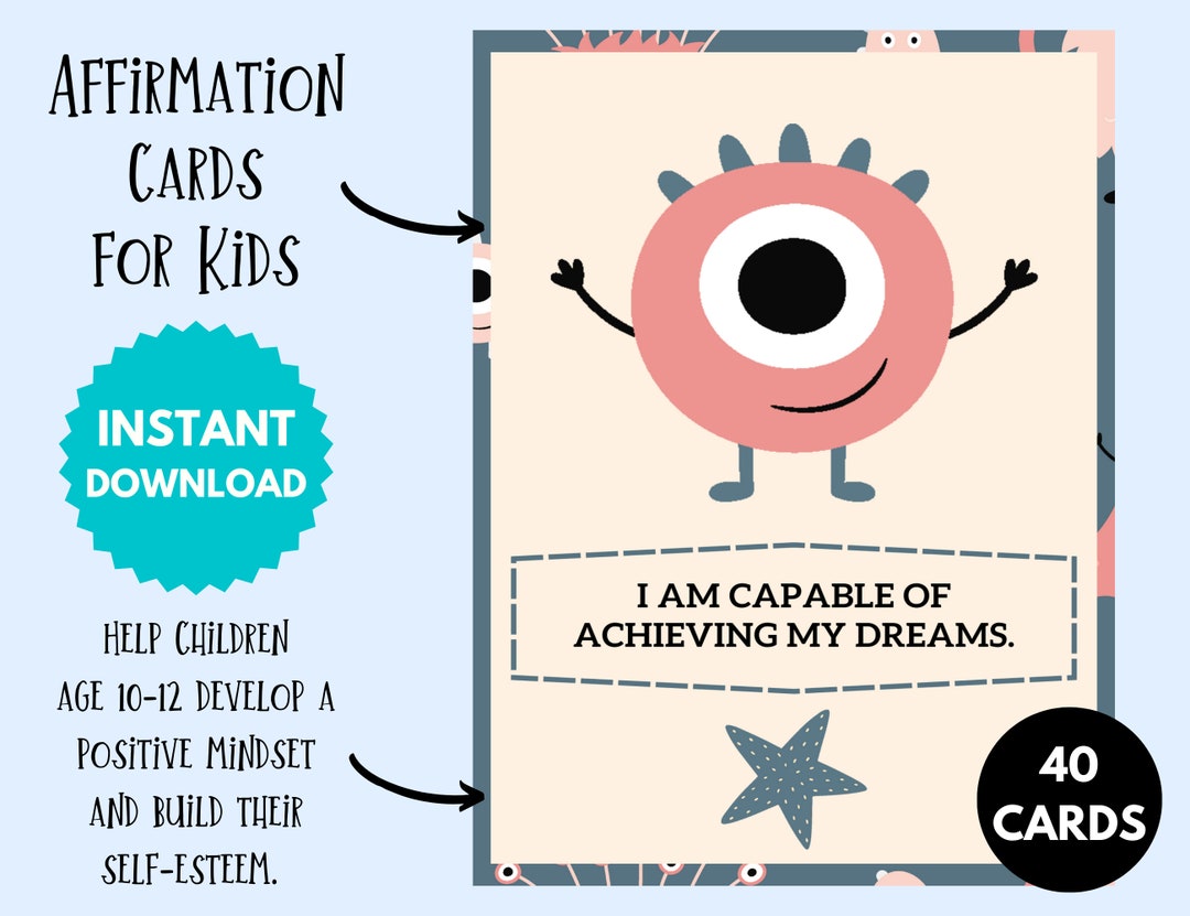 Printable Affirmation Cards for Kids Ages 10-12, Positive, Motivational ...