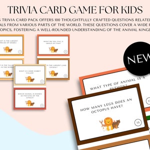 Animal Trivia Cards Set, Trivia Game Printable, Trivia Night, Question ...