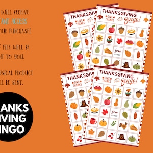 Printable Thanksgiving Bingo Cards, Festive Holiday Party Game, Fall ...
