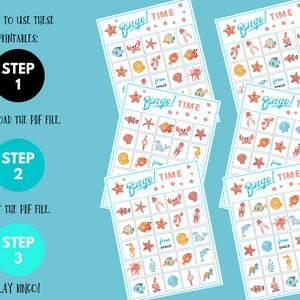 Ocean Bingo Cards With Sea Animal Friends, Printable Marine Life Party ...