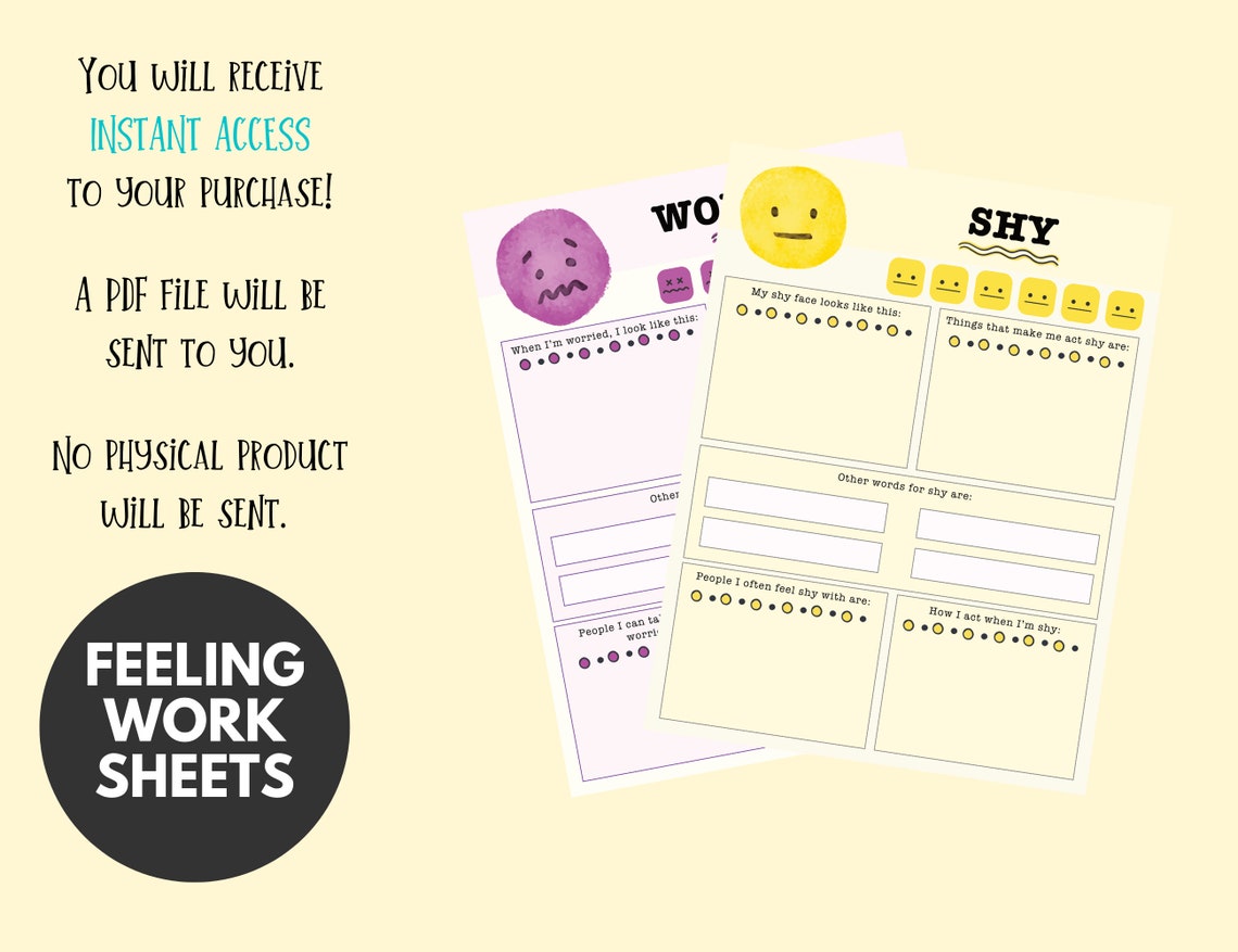 Emotional Awareness Worksheets for Kids Bundle, Feelings & Emotions ...