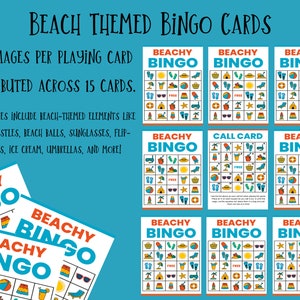 Beach Bingo Cards, Printable Beachy-themed Party Game, Fun Summer ...