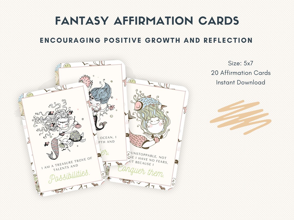 Mermaid Positive Affirmation Cards | Motivational Cards for Teen Girls ...