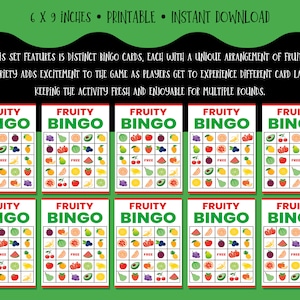 Fruit Bingo Cards, Printable Educational Garden Party Game, Fun Fruity ...