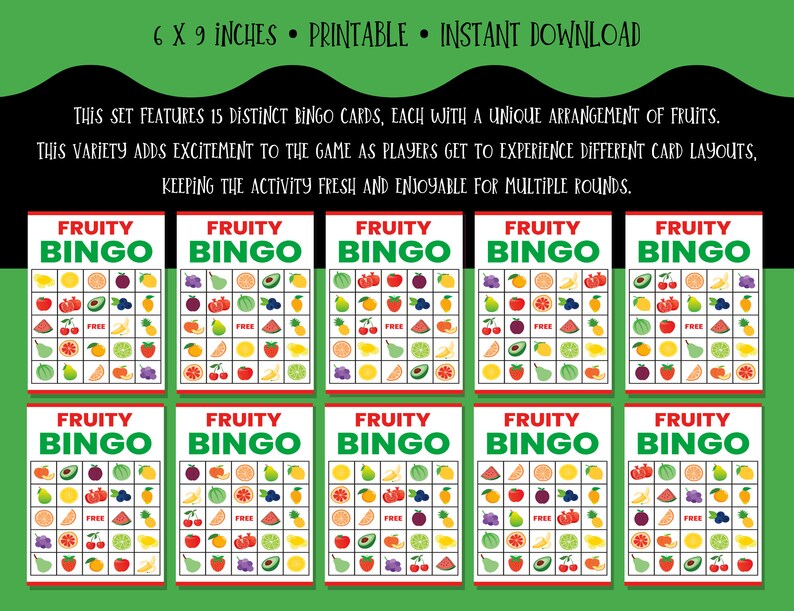 Fruit Bingo Cards, Printable Educational Garden Party Game, Fun Fruity ...