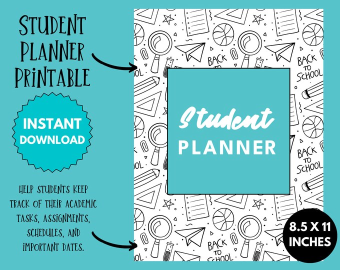 Student Planner Printable Bundle | Academic Planner | Tracker for ...