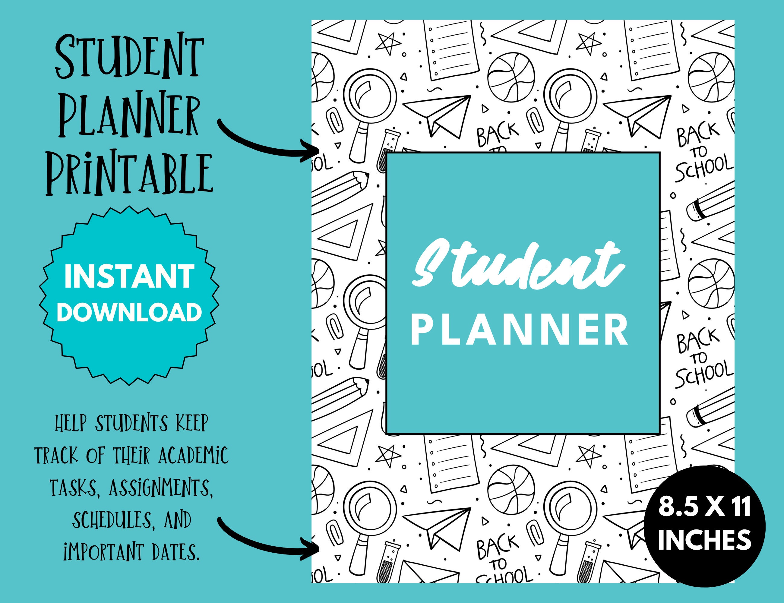 Student Planner Printable Undated Study Plan Bundle - Etsy