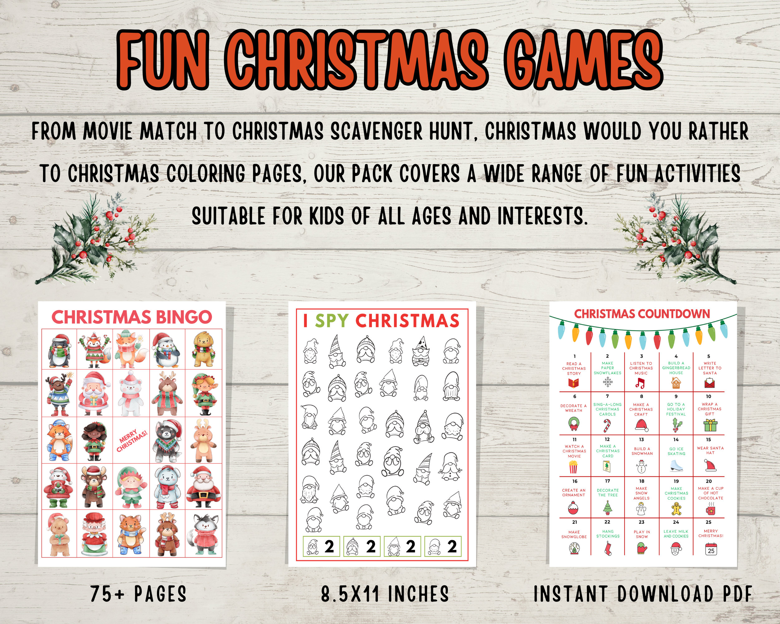 Christmas Activities for Kids, Printable Christmas Prints Set ...