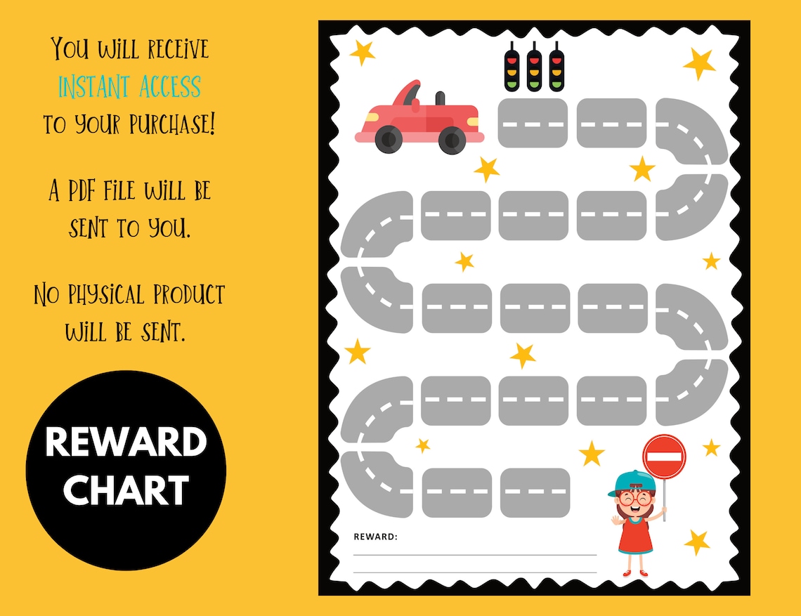 Car Reward Chart for Kids, Behavior Chart Printable, Daily Chore Chart ...