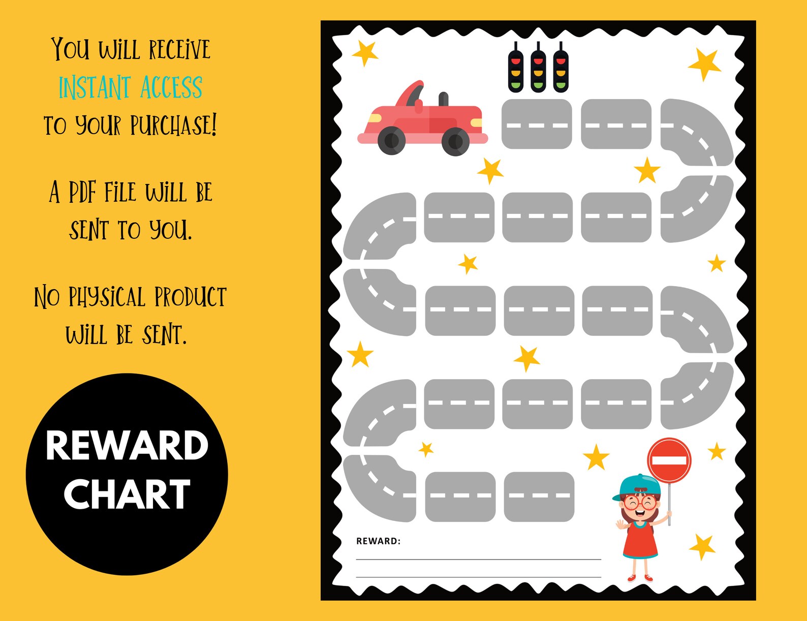 Car Reward Chart for Kids, Behavior Chart Printable, Daily Chore Chart ...