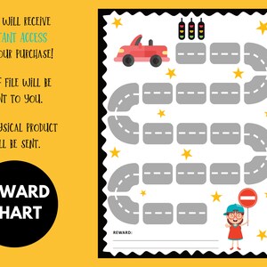 Car Reward Chart for Kids, Behavior Chart Printable, Daily Chore Chart ...