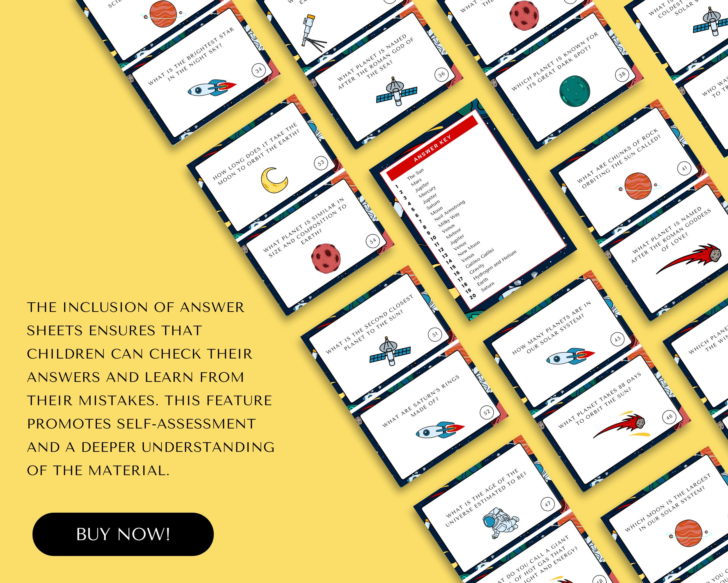 Space Trivia Cards Set, Trivia Game Printable, Trivia Night, Question ...