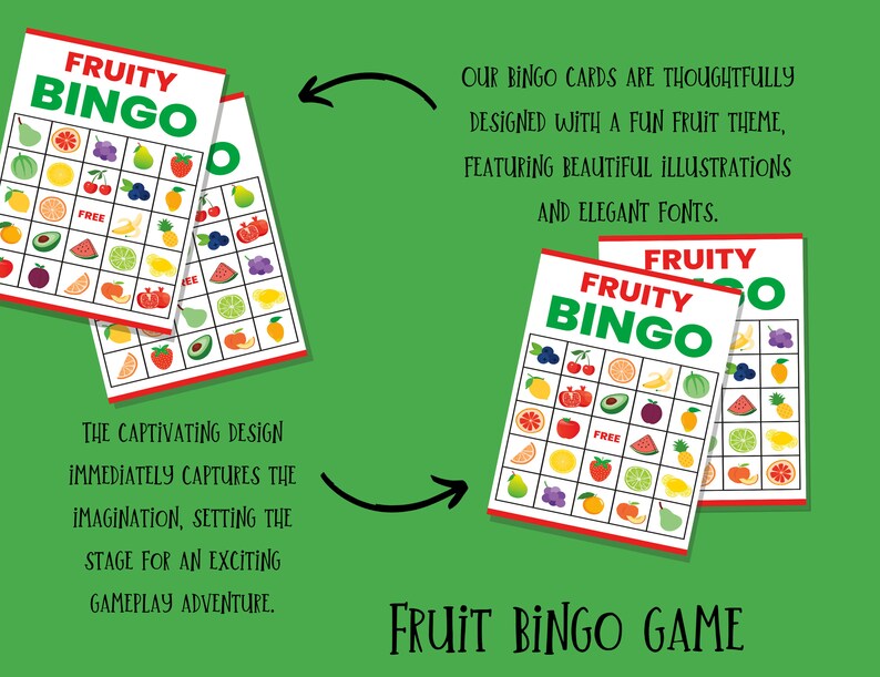 Fruit Bingo Cards, Printable Educational Garden Party Game, Fun Fruity ...